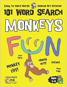 Monkey Word Search Book for Kids Ages 4-8: 101 Puzzle Pages. Custom Art ...