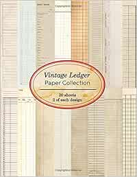 Vintage Ledger Paper Collection: 20 sheets of vintage ledger papers for ...