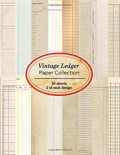 Vintage Ledger Paper Collection: 20 sheets of vintage ledger papers for ...