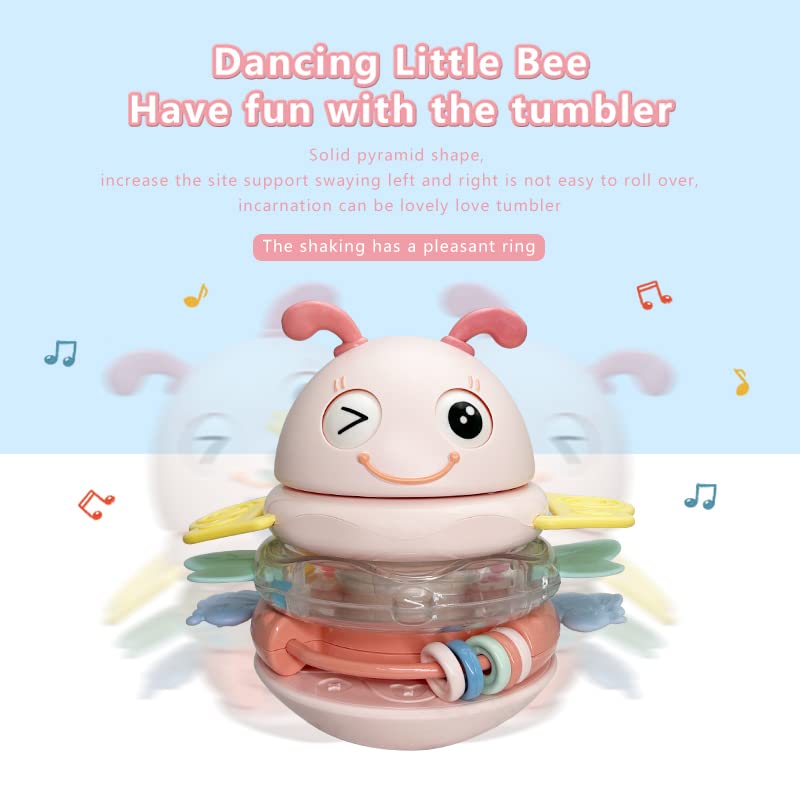 Boymorna Stacking Rings Musical Wobble Tummy Time Toys, Roly Poly Baby ...