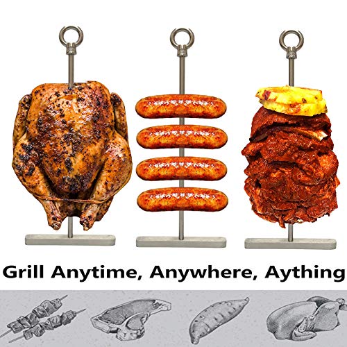 JAYAN 10 inch Stainless Super Skewers,Vertical spit,Poultry Hanger, Turkey Holder, Vertical ...