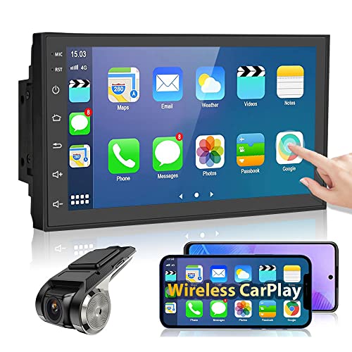 Podofo Double Din Car Stereo with Wireless Apple CarPlay, 7 Inch ...