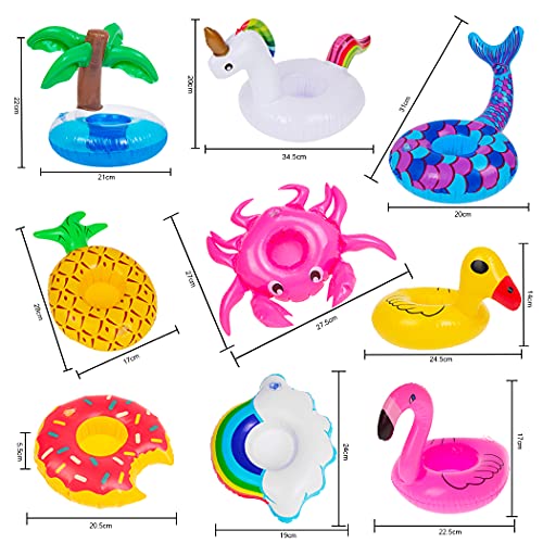 9 Pack Pool Floaties for Girl Dolls Swimming Pool Party Ring Inflatable ...