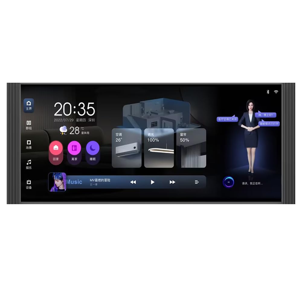 Smart Home Control Panel,12'' Dimmer and Background Music Player,Smart Life Tuya App Control ...