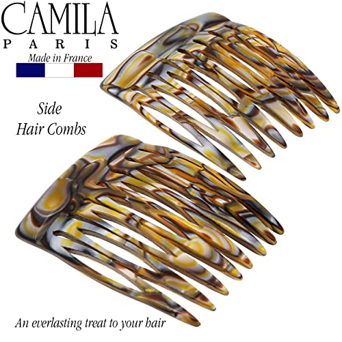 Camila Paris CP2332/2 French Hair Side Comb Handmade Onyx, Small French Twist Hair Combs ...
