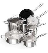 Amazon.com: Ciwete Copper Pots and Pans Set, Tri-ply Copper Cookware ...