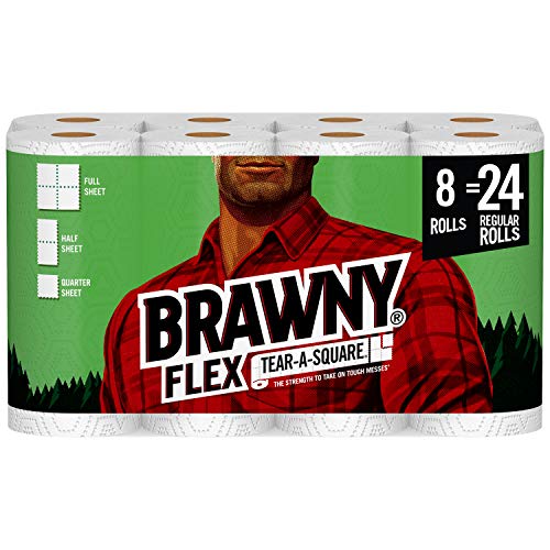 Brawny Flex Paper Towels, 8 Triple Rolls = 24 Regular Rolls, Tear-A ...