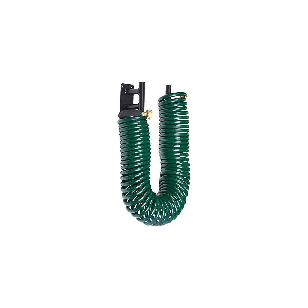 Melnor Garden Coil Hose with All Brass Connectors and Storage Rack ...