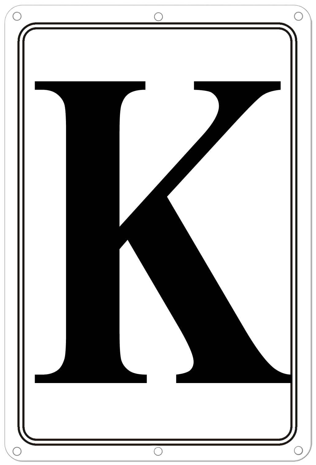 Premium Aluminum Letter Sign K -12" X 8" Parking Spot Letter Signs ...