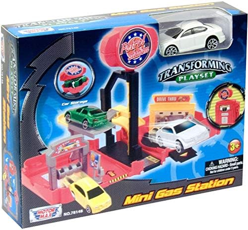 Motormax USA Mini Transforming Playset Petrol Station Die Cast Model ...