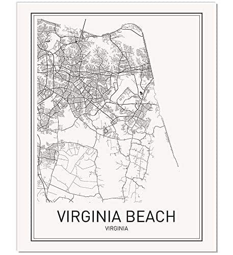 Amazon.com: Virginia Beach Poster Map of Virginia Beach City Map ...