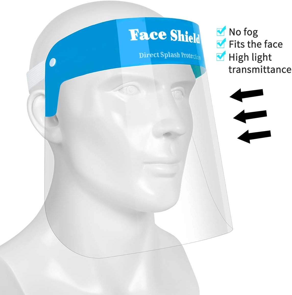 10 x Adjustable Plastic Transparent Face Visor | Full Face Protective ...