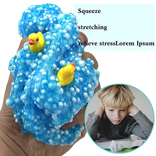 Blue Foam Ball Slime and Lovely Crystal Beads, Squeeze it and Make a ...