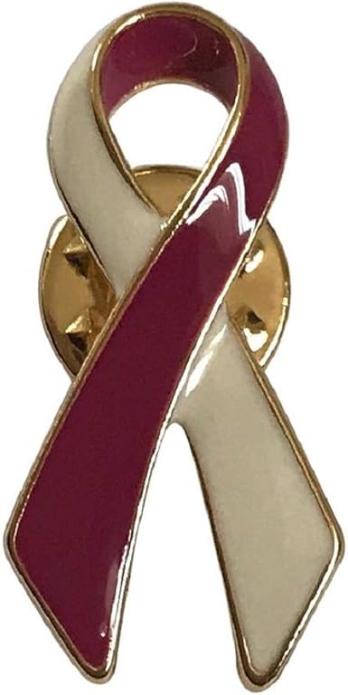 NEW Burgundy & Ivory Awareness Ribbon Pin Lapel Brooch Head & Neck ...