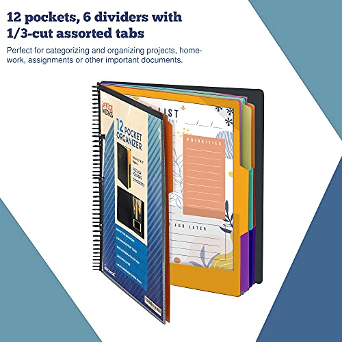 PERFORMORE 12 Pocket Spiral Subject Organizer with 6 Dividers, Folder ...
