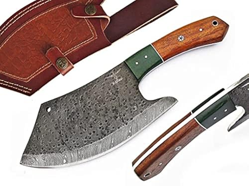 Handmade Damascus Steel Full Tang Cleaver Knife - Butcher Knife - Meat ...