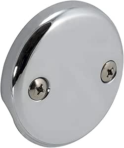 EZ-FLO 35245, Chrome Two-Hole Overflow Face Plate with Brass Screws, 0. ...