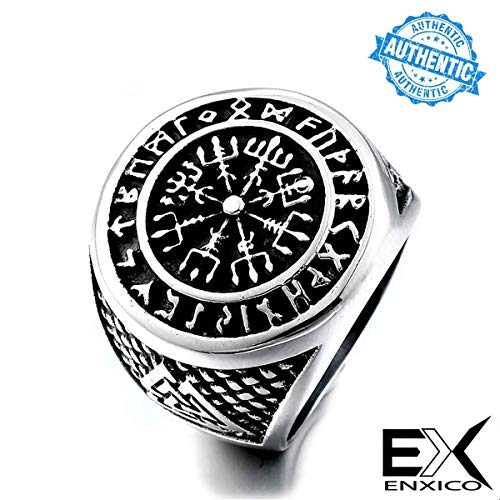 Buy Vegvisir The Viking Runic Compass Ring with Rune Circle and Double ...