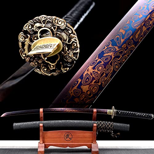 HERO SWORD Damacus Steel Dragon Katana Sword Real Sharp Full Tang ...