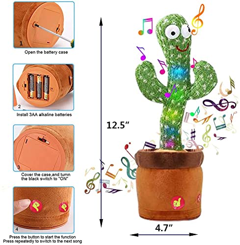 Dancing Cactus, Talking Cactus Toy Repeats What You Say, Wriggle ...