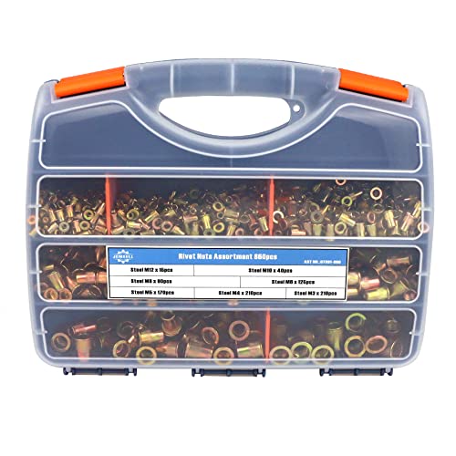 860 Pcs Metric Rivet Nuts Kit, M3 M4 M5 M6 M8 M10 M12, Rivnut ...