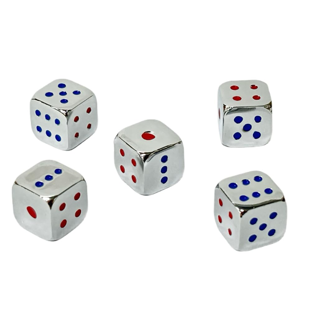 OEAYA 5 Pieces 6-Sided Dice 13MM Solid Metal Game Dice Set Zinc Alloy ...
