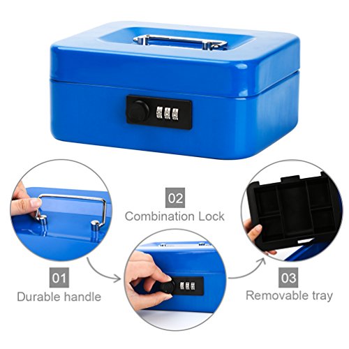 Decaller Cash Box with Combination Lock, Safe Metal Small Locking Box ...