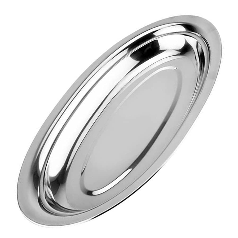 Buy UPKOCH Oval Fish Dish Stainless Steel Fish Plate Metal Food Serving ...