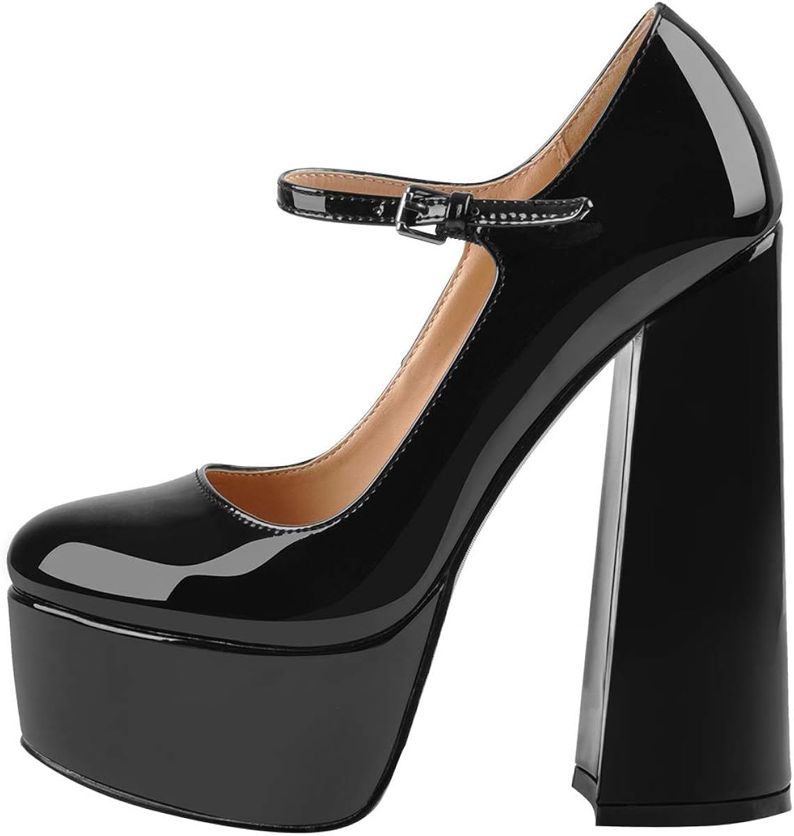 Only maker Women's Platform Chunky Block High Heels Round Toe Pumps ...