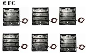 Amazon.com: WAYLLSHINE 6 Pcs 4 x 1.5V (6V) AA Battery Spring Clip Black ...