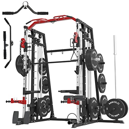 Mikolo Smith Machine, 2200lbs Squat Rack with LAT-Pull Down System ...