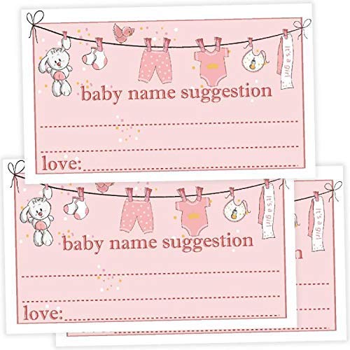 50 Baby Name Suggestions Cards for girls, Printable Green Foliage Baby ...