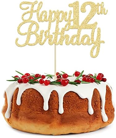 Gyufise 1Pc Happy 12th Birthday Cake Topper Glitter 12th Birthday Cake ...