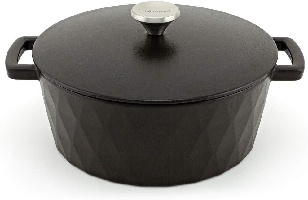 HearthStone Cookware – Enamelled Cast Iron Diamond Pot, Satin Black, 26 ...