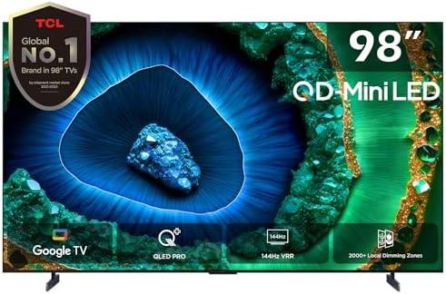TCL 98 Inch 4K QD-Mini LED Smart Google TV, HDR 3500nits, ONKYO 2.2.2ch ...