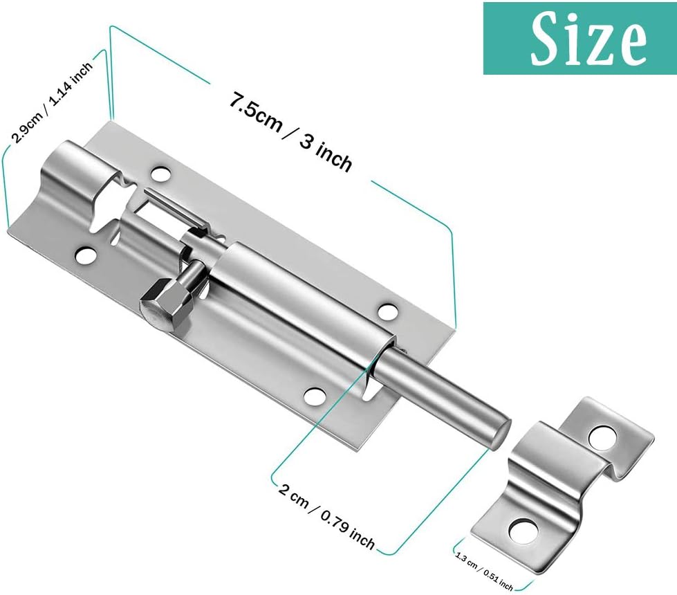 CYH Door Lock Bolt, 4 Pack Sliding Door Latch Slide Latch Lock Bolt ...