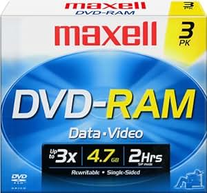 Amazon.com: Maxell DVD-RAM47 DISC 4.7GB Rewritable DVD-RAM Disc for ...