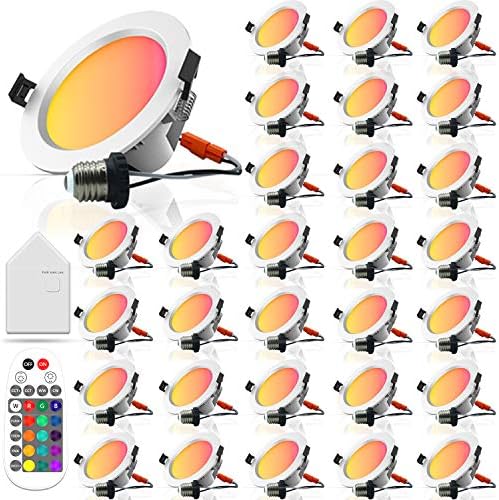 Smart WiFi & Bluetooth Recessed LED Downlight with Remote, HaoDeng 3 ...