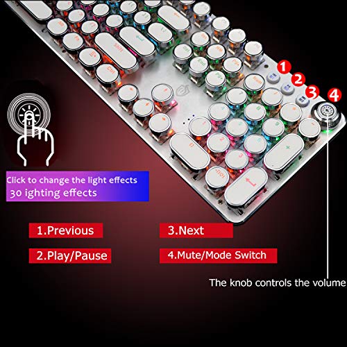 K820 Retro Steampunk Gaming Mechanical Keyboard-Blue Switch-RGB LED Backlit Illuminated Keyboard ...