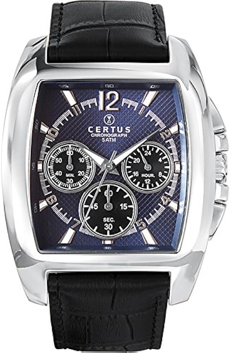 Certus 613107-Men's Watch Analogue Quartz Blue Leather Strap Blue Dial ...