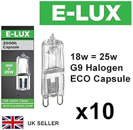 Pack of 10 x G9 18w=25w Branded 240V Dimmable 210 Lumen C Rated Safety ...