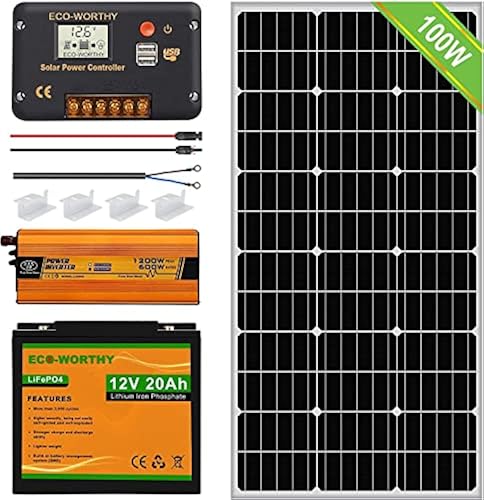 ECO WORTHY Solar Panel Kit with Battery and Inverter for RV Home Boat ...