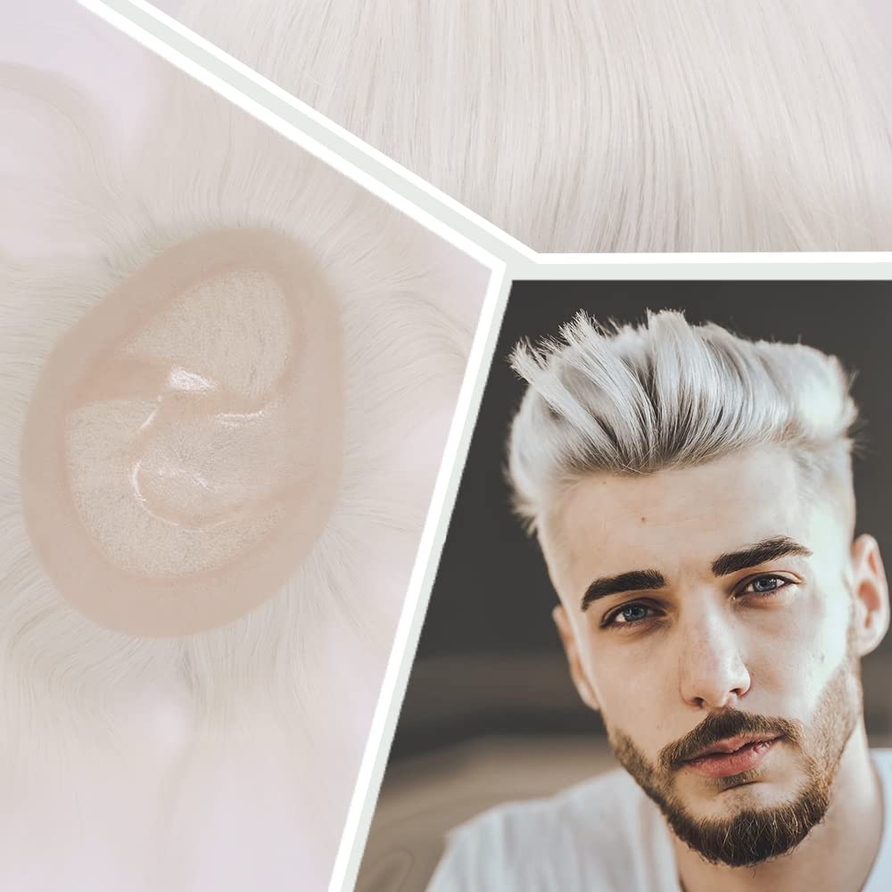 Civmo Men toupee Mono Lace with PU Toupee for Men 100? European Human ...