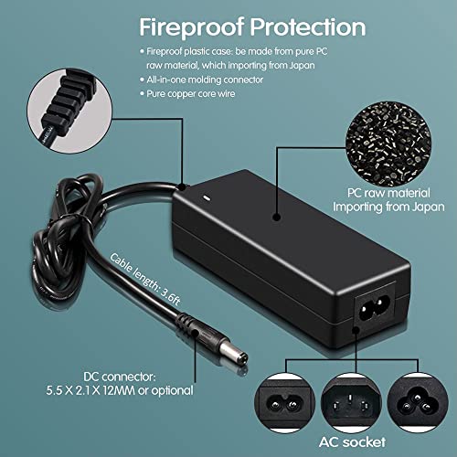 LEDMO 12V 5A 60W LED Power Supply Adapter AC 100-240V to DC 12V ...