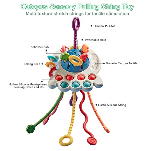 Baby Travel Toy Safe Silicone Hooku Montessori Pull String Sensory Toy ...