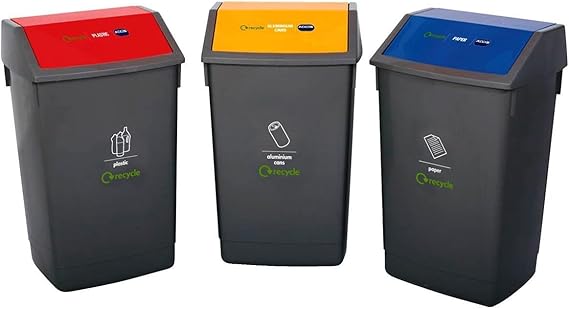 Addis Recycling Bin Kit Bases No Lids, Plastic, Multi-Colour, 60 Litre ...