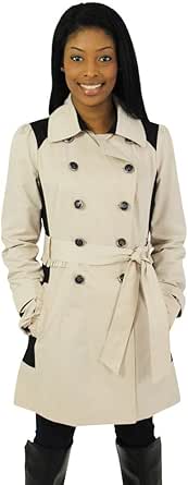 Amazon.com: Jessica Simpson Women's Two Tone Double Breasted Trench ...