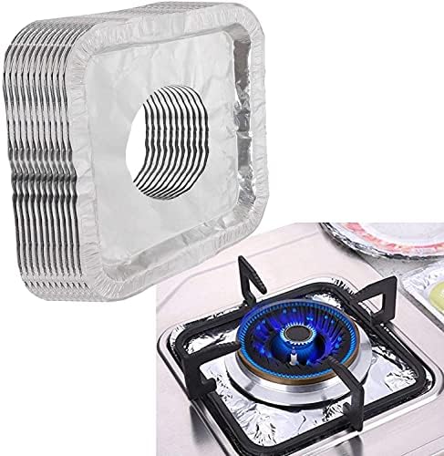 Stove Burner Covers, 100 Pack Aluminum Foil Square Gas Burner Liners ...