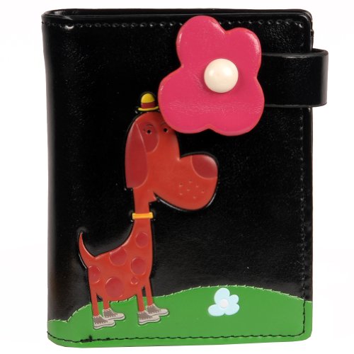 Buy New Woman's Black with Big Red Dog On A Walk Small Wallet By ...