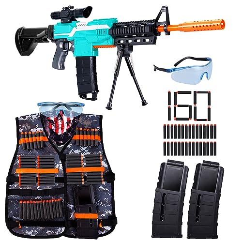 Toy Gun Automatic Machine Gun with Tactical Vest Kit, 3 Modes Burst ...